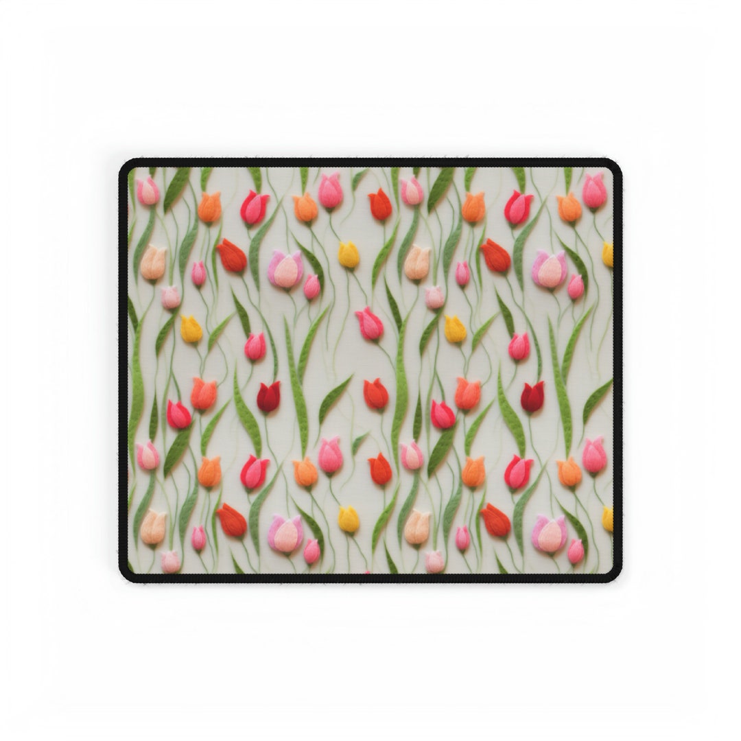 Colorful Spring Tulips Pattern Desk Mats Retro Pattern Desk Design ...