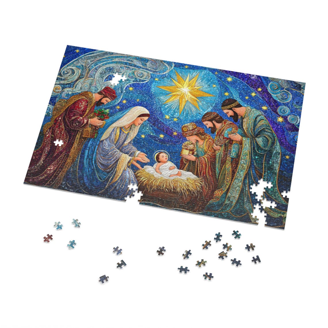 Nativity Scene 1000 Piece Jigsaw Puzzle, Art Deco Christmas Gift - Etsy