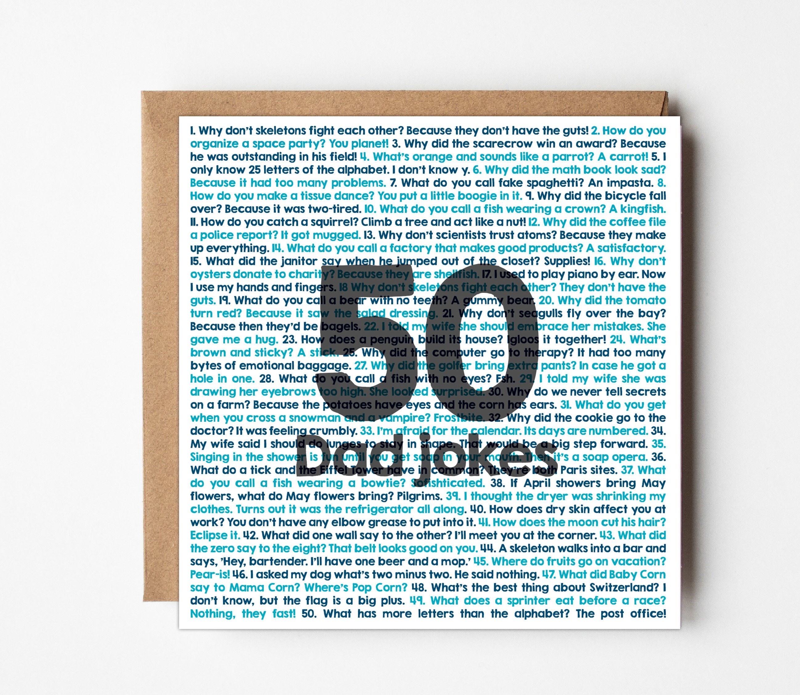 Dad Jokes Birthday Card, Birthday Card Dad, 50th Birthday Card for Dad ...