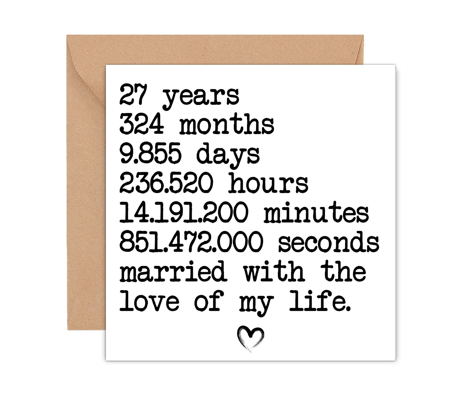 Cute 27th Anniversary Card For Husband 27 Year Anniversary Etsy