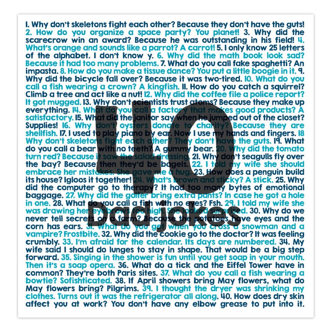 Dad Jokes Birthday Card, Birthday Card Dad, 40th Birthday Card for Dad ...