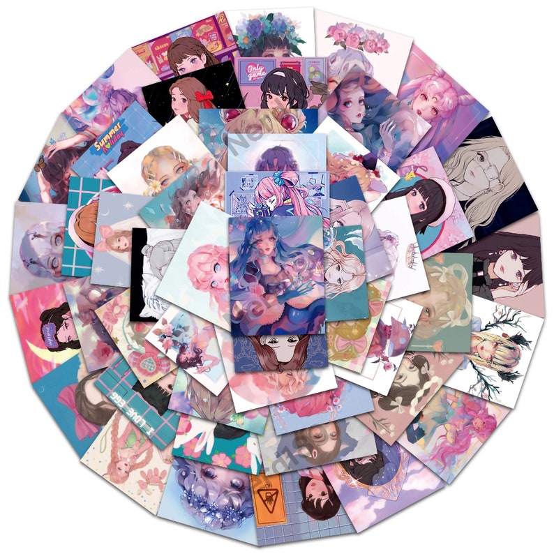 50 Pcs Aesthetic Anime Girl Sticker Pack Cute Kawaii - Etsy