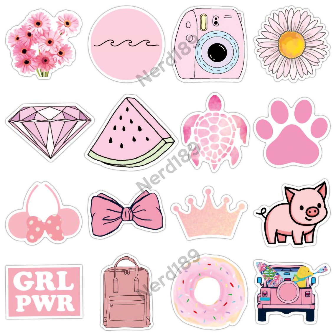 50 Pcs Aesthetic Pastel Pink Sticker Pack Cute Kawaii | Etsy