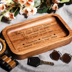Empty Your Pockets Daddy - Custom Engraved Wood Tray, Father's Day Gift ...