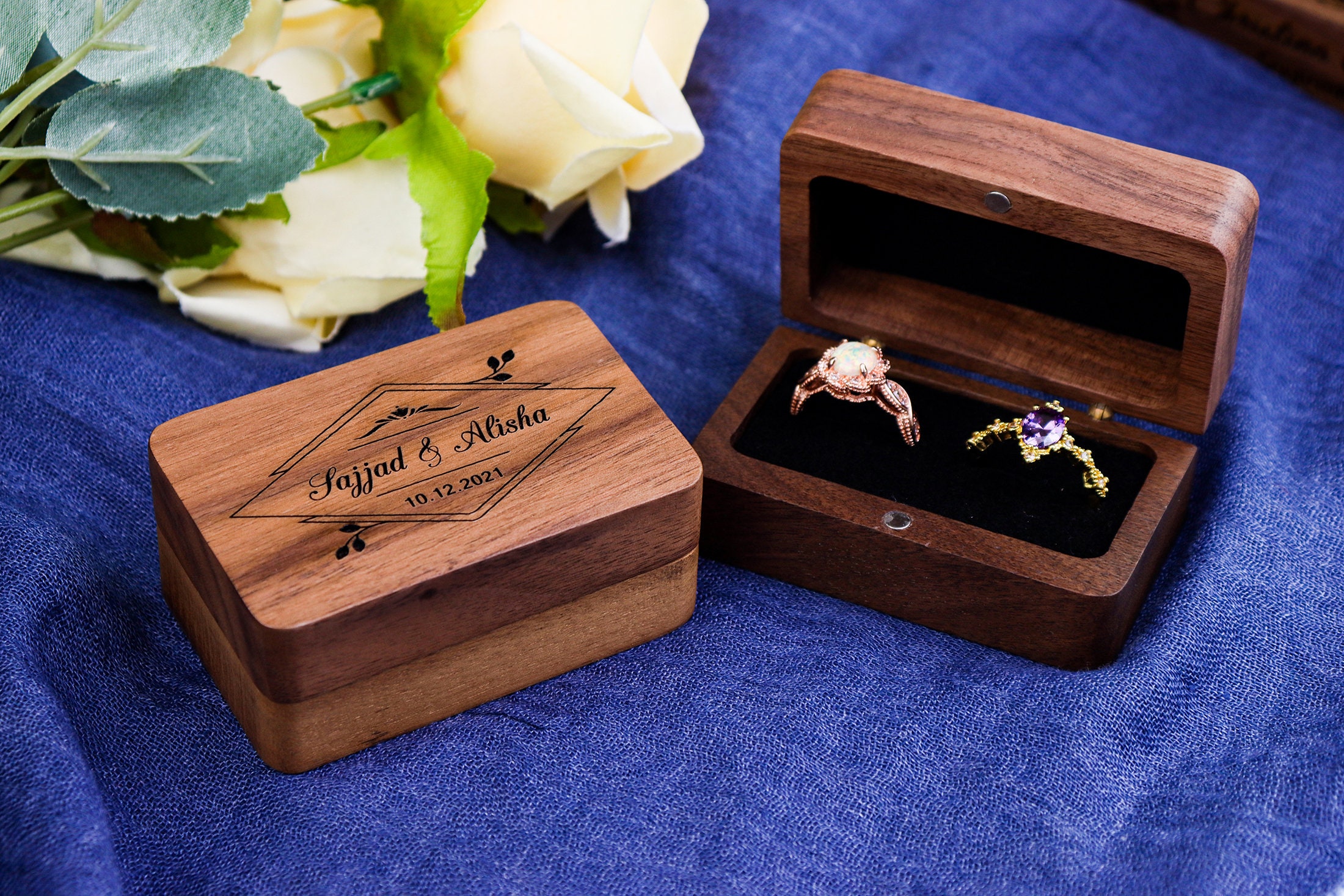 Personalized Wedding Ring Box Custom Wood Ring Box - Etsy