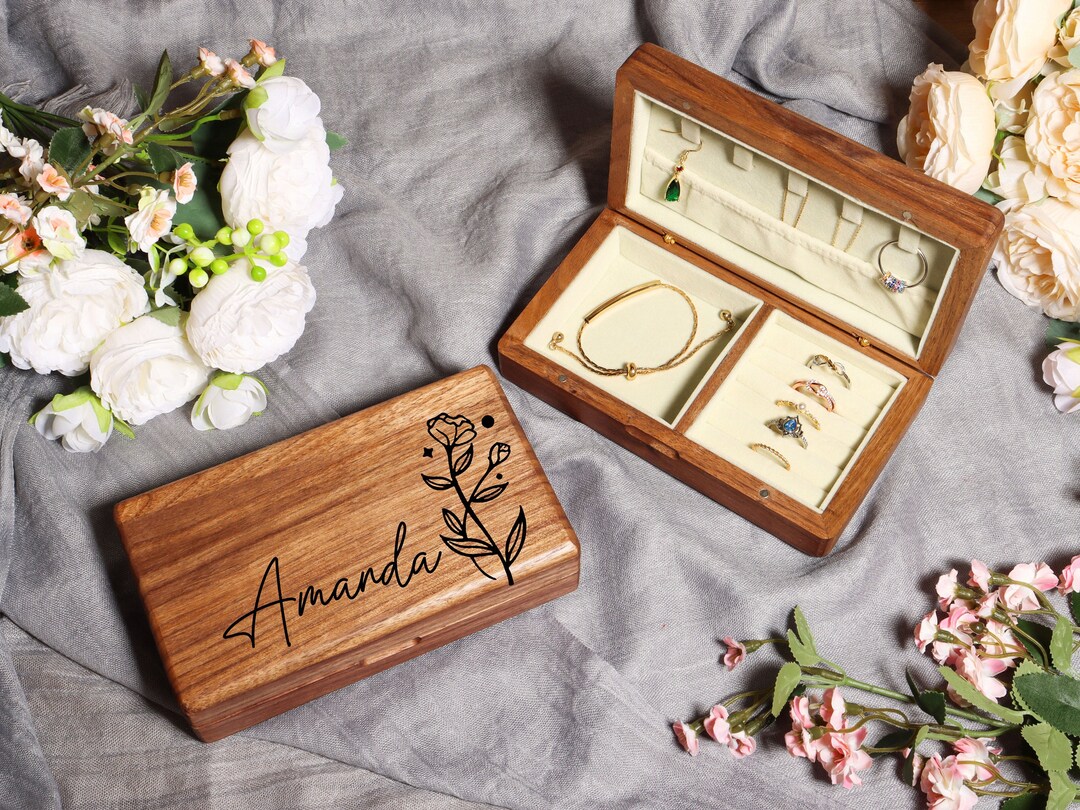 Jewelry Box Travel Case for Women, Custom Engraved Jewelry Box ...