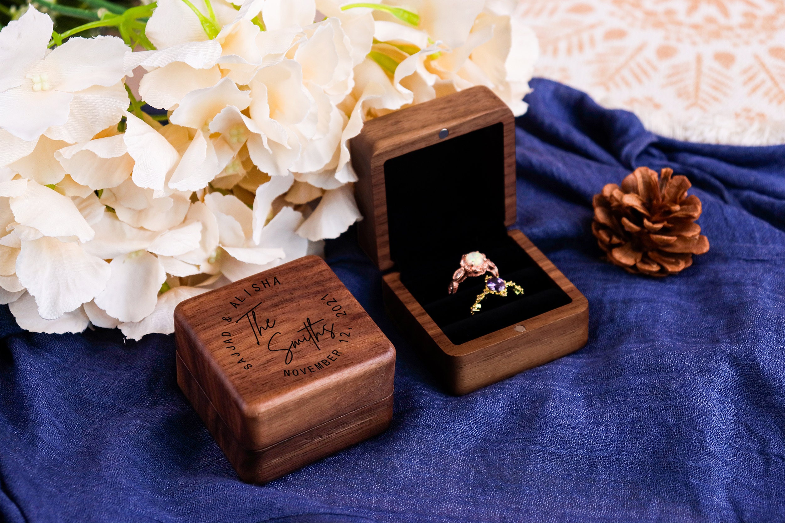 Personalized Wedding Ring Box Custom Wood Ring Box Engagement Ring Box ...