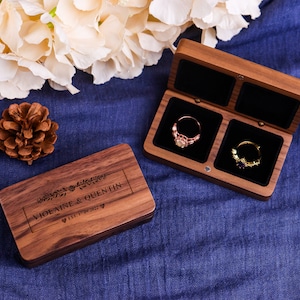 Personalized Wedding Ring Box, Engraved Walnut Engagement Proposal Ring ...