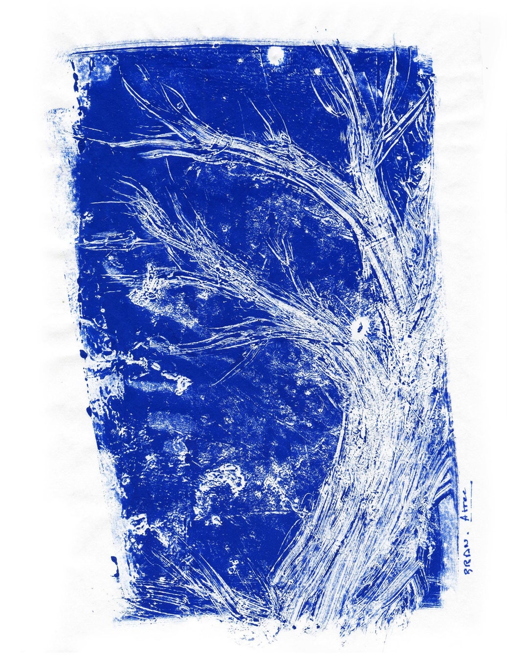 Un Arbre - Monotype Monoprint Trees Vegetal Landscape Nature Estampe ...