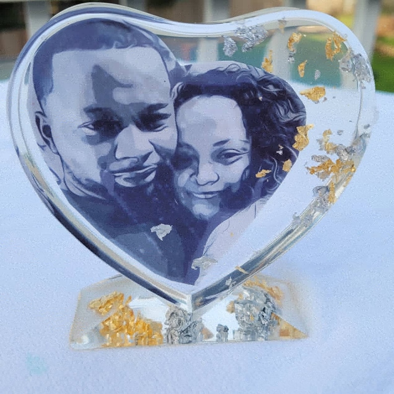 Personalized Resin Heart With Photo - Etsy