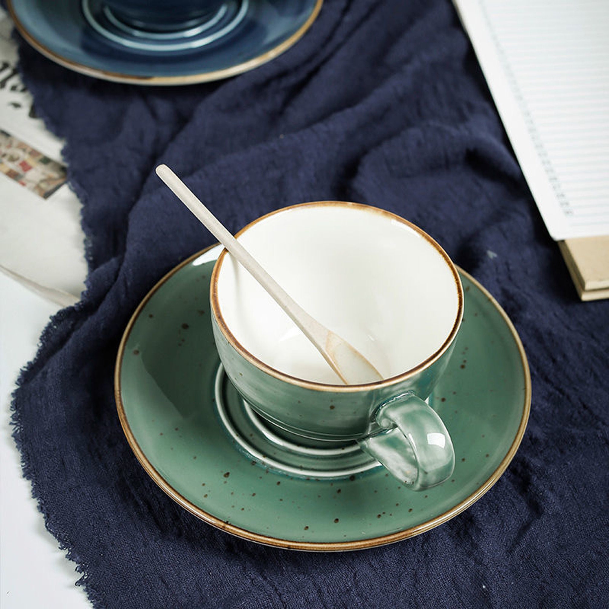 Ceramic Handmade Tea Cup and Saucer Cappuccino Cup Latte Cup Demitasse ...