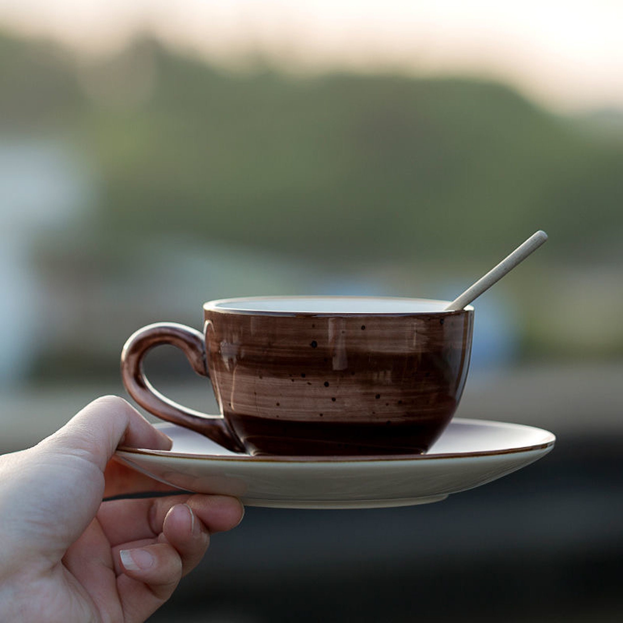 Ceramic Handmade Tea Cup and Saucer Cappuccino Cup Latte Cup Demitasse ...