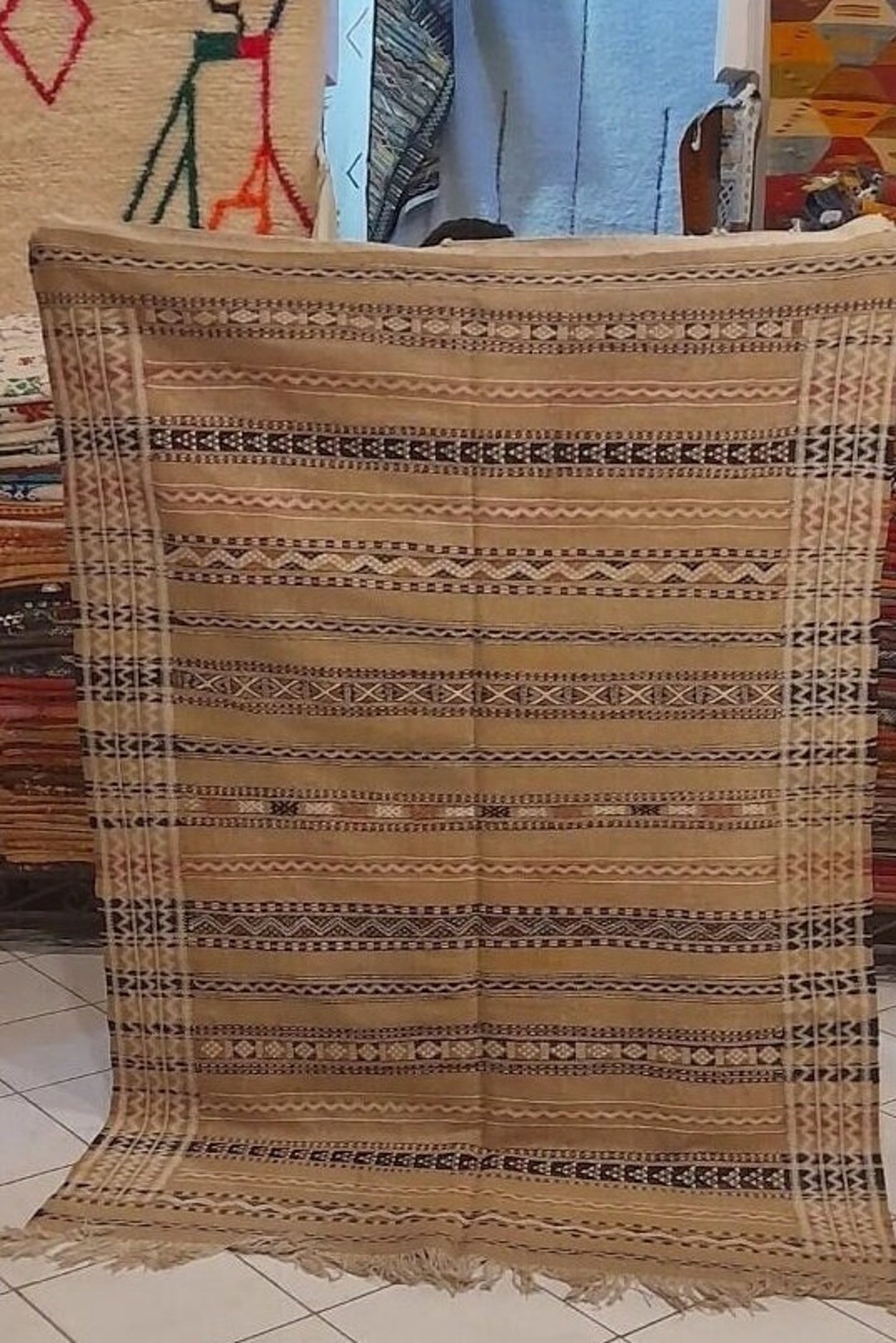 Moroccan Rug Tribal Kilim Middle Atlas Vintage Hanbel Berber Zayan ...