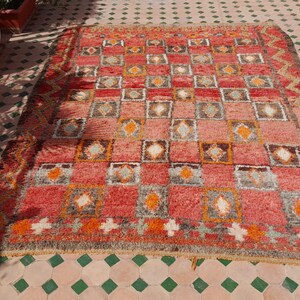 Antique Red and White Berber Rug.vintage Red and White Moroccan Carpet ...