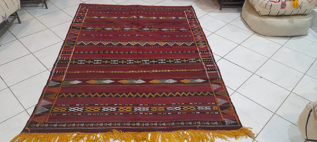 Moroccan Rug Tribal Kilim Middle Atlas Vintage Hanbel Berber Zayan ...