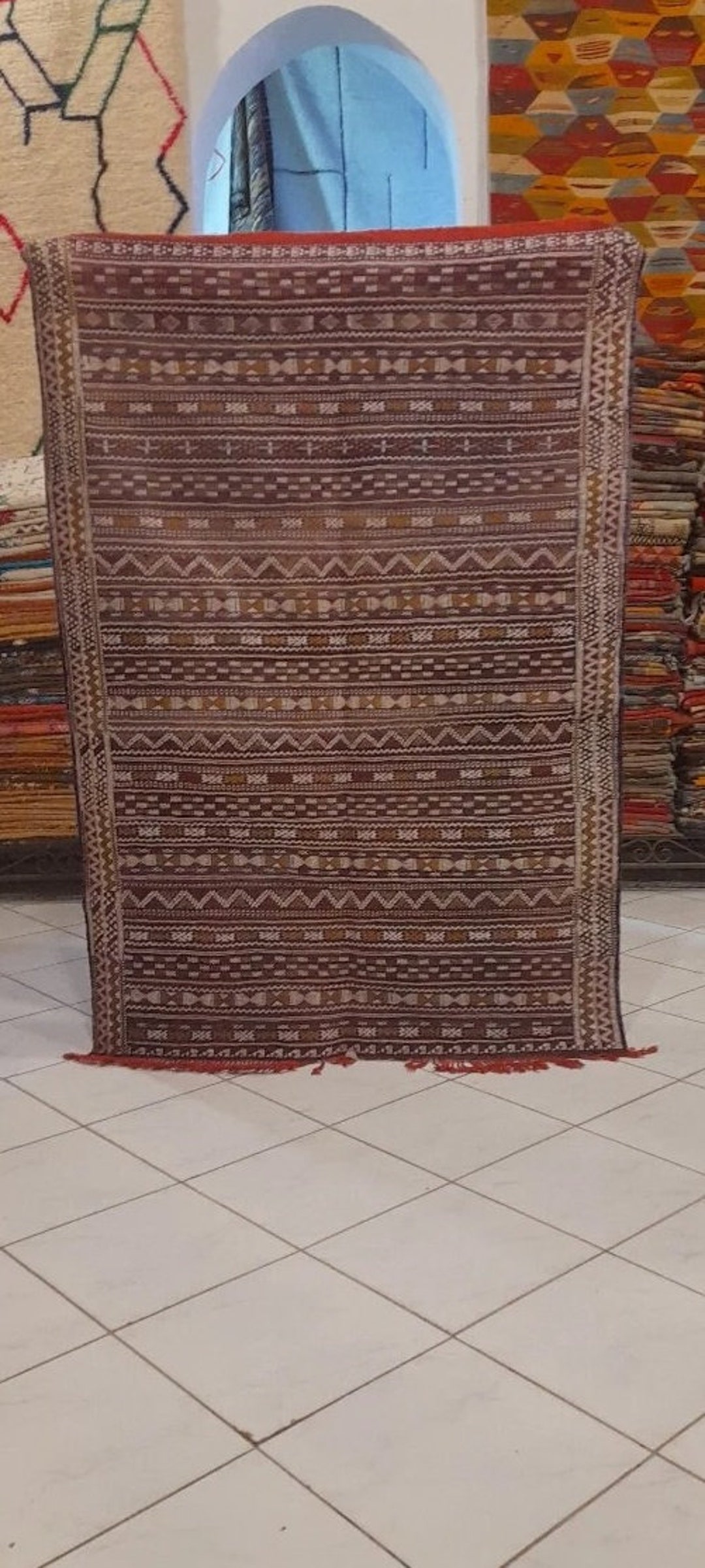 Moroccan Rug Tribal Kilim Middle Atlas Vintage Hanbel Berber Zayan ...