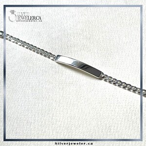 Sterling Silver Id Bracelet for Women and Men, Engravable ID Bracelet ...