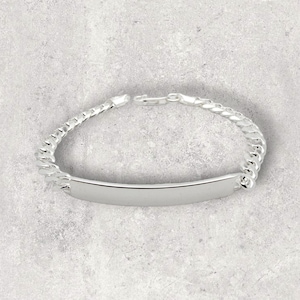 Sterling Silver Id Bracelet for Women and Men, Engravable ID Bracelet ...