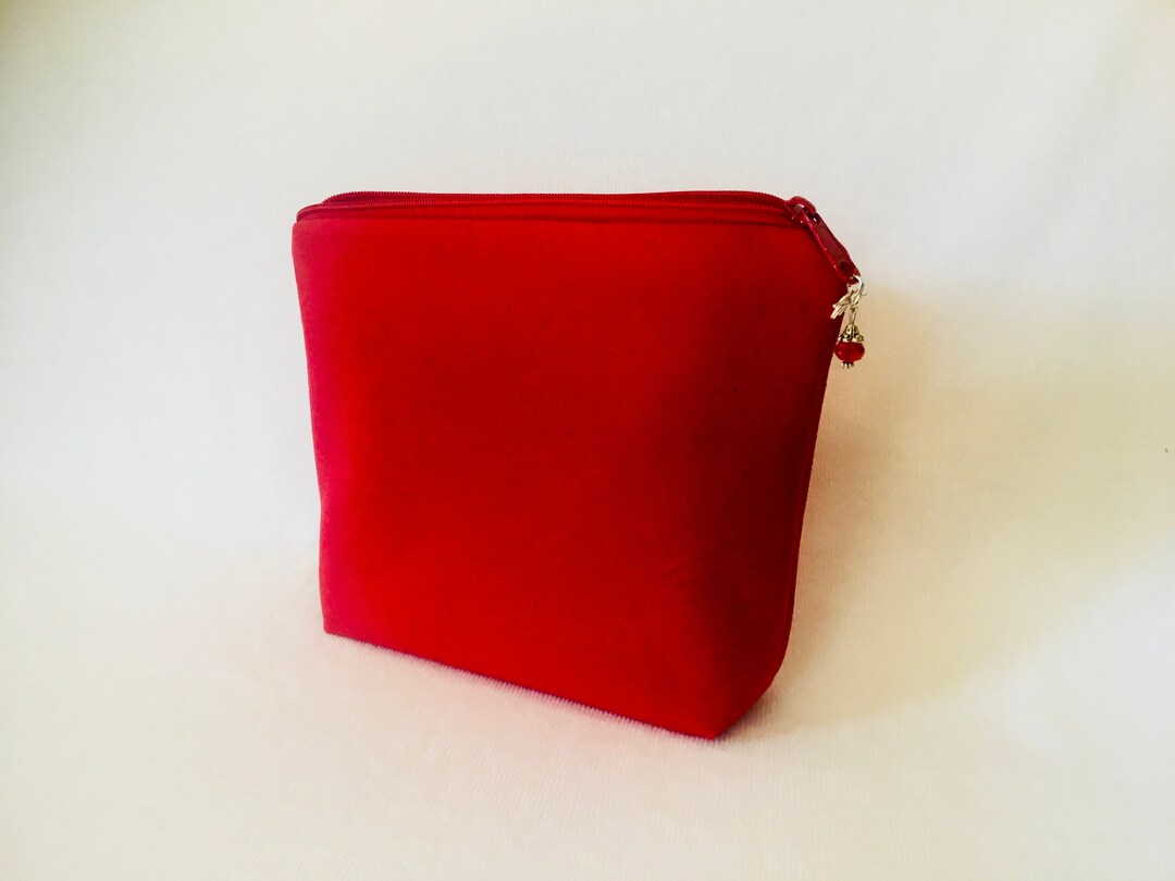 Handmade Red Cosmetic Bag: Makeup Brush Holder, Travel Organizer. - Etsy