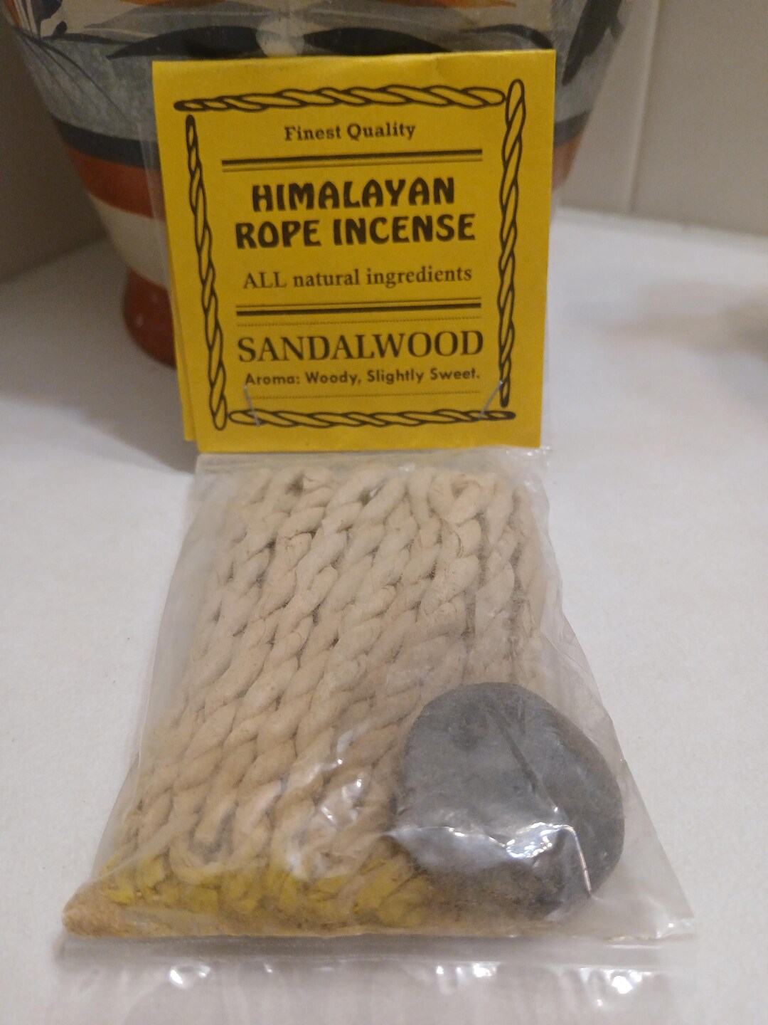 Sandalwood Himalayan Rope Incense (joss Sticks) 20 Sticks With Burner ...