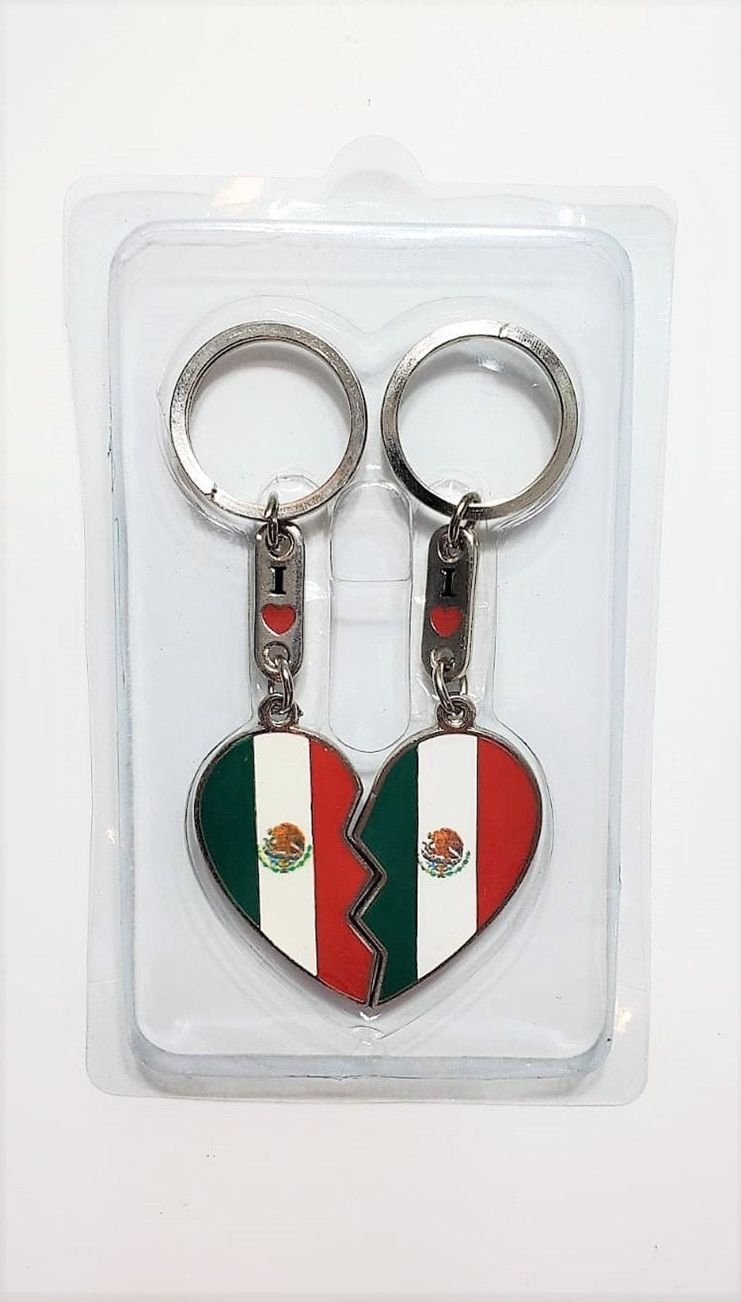 Mexico Flag Keychain Heart Set - Etsy