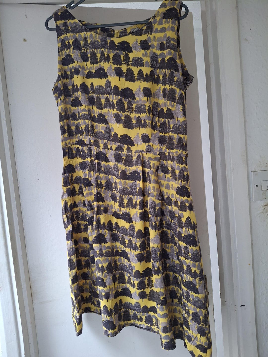 Vintage Dress, Yellow Dress, 1950s Print Dress, Tree Print Dress ...