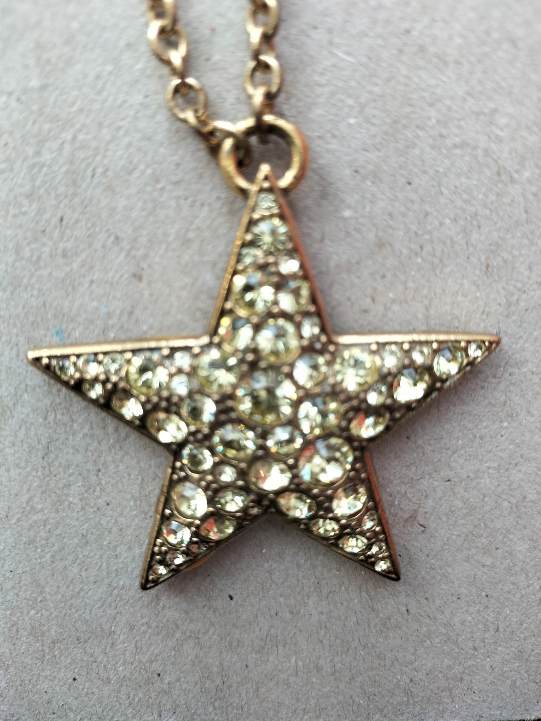 Vintage Star Pendant, Rhinestone Star Pendant, Sparkly Star Pendant ...