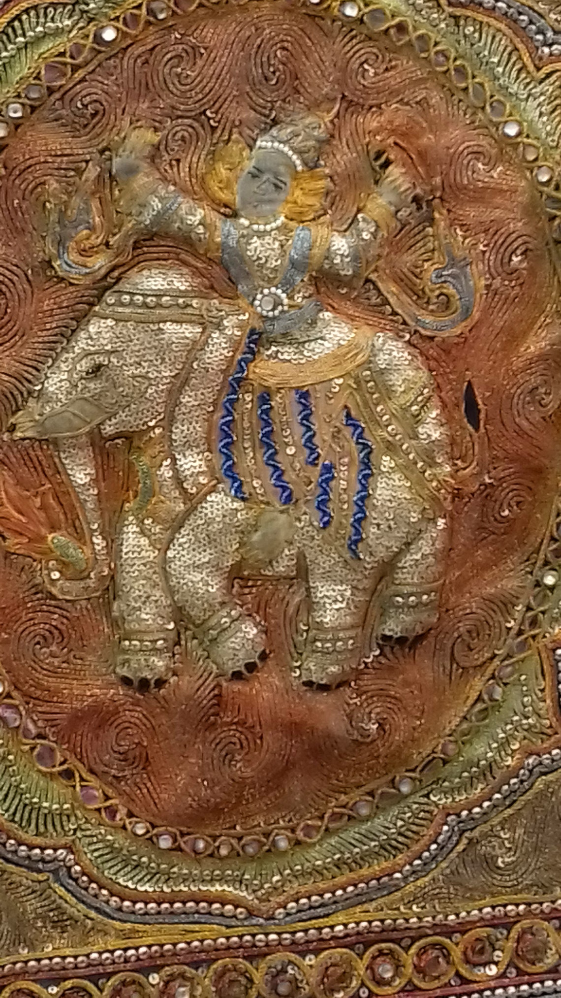 Antique Kalaga Tapestry, Elephant Tapestry, Rare Antique Burmese ...