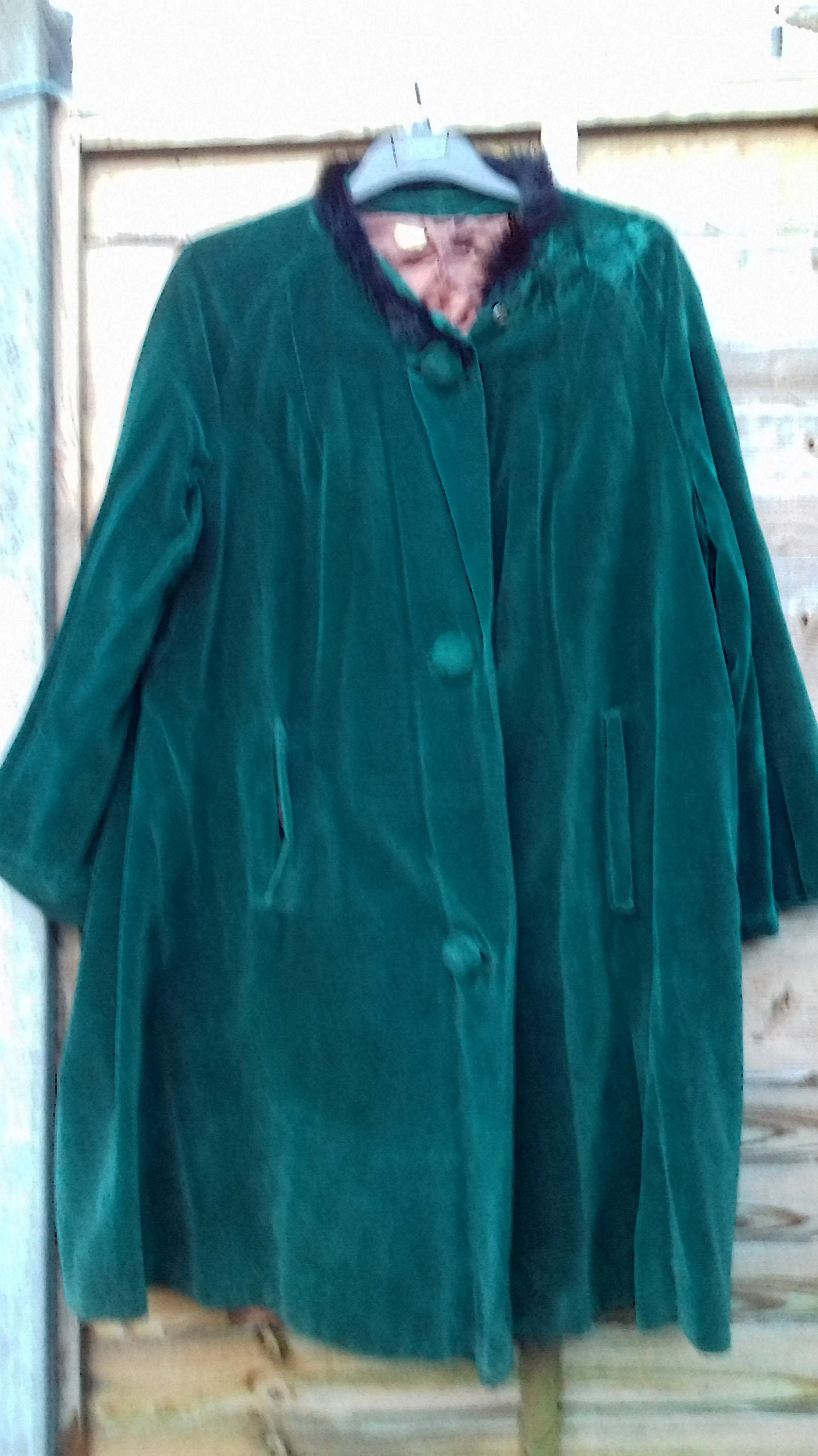 Smaragdgrün, original Samt Vintage Mantel, Vintage Mantel, grüner Samt ...