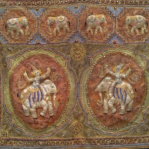 Antique Kalaga Tapestry, Elephant Tapestry, Rare Antique Burmese ...