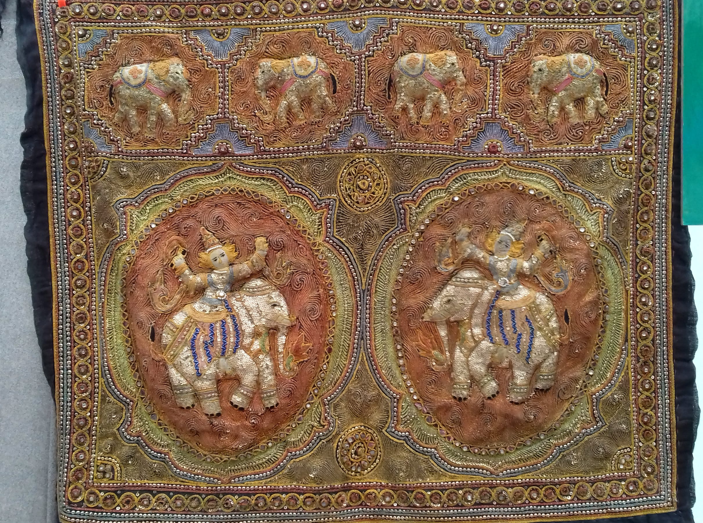 Antique Kalaga Tapestry, Elephant Tapestry, Rare Antique Burmese ...