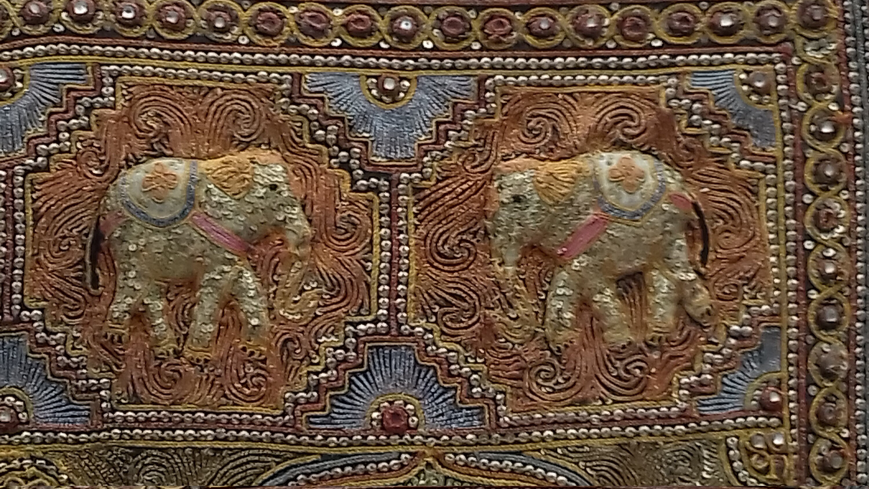 Antique Kalaga Tapestry, Elephant Tapestry, Rare Antique Burmese ...