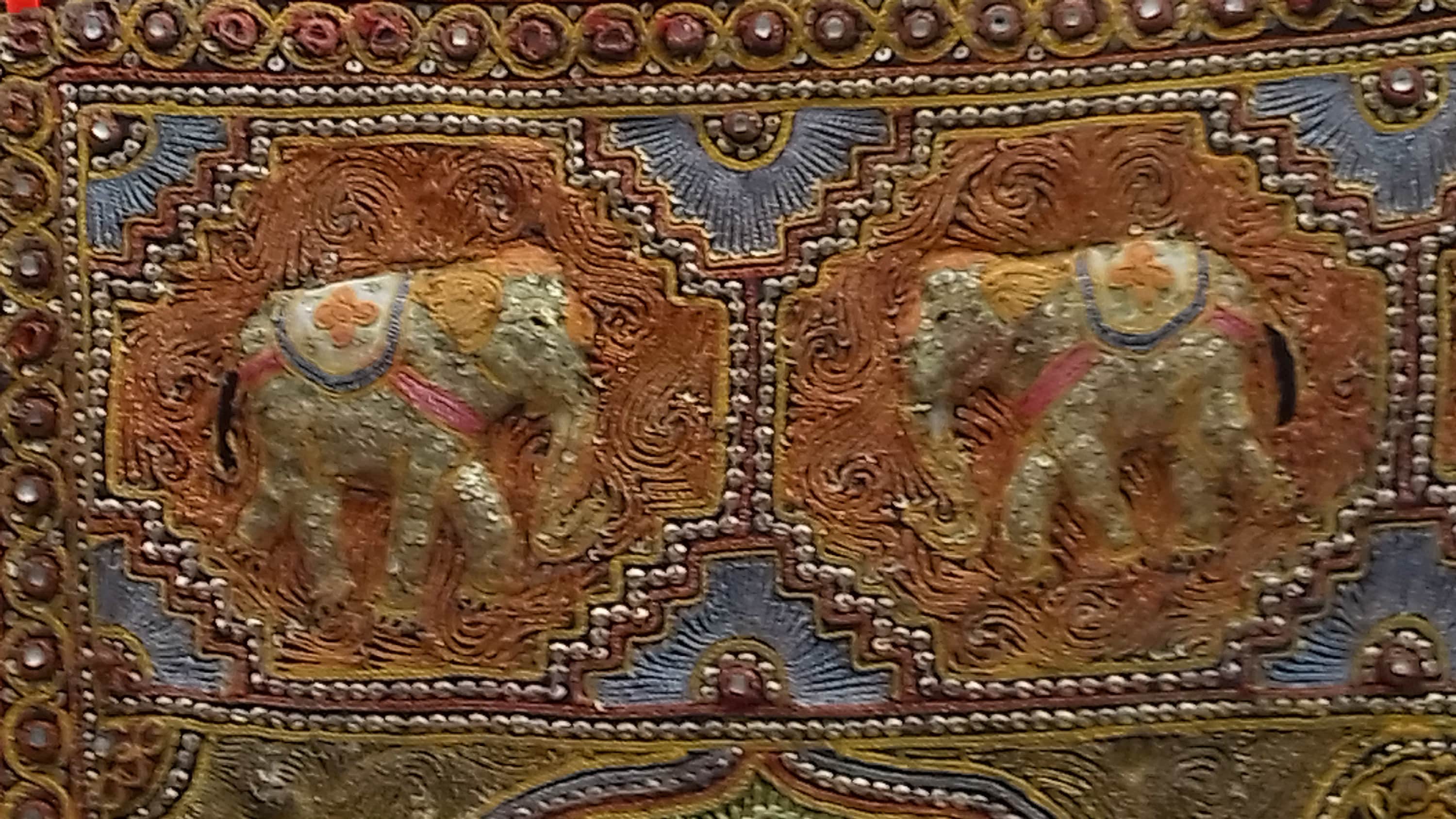 Antique Kalaga Tapestry, Elephant Tapestry, Rare Antique Burmese ...