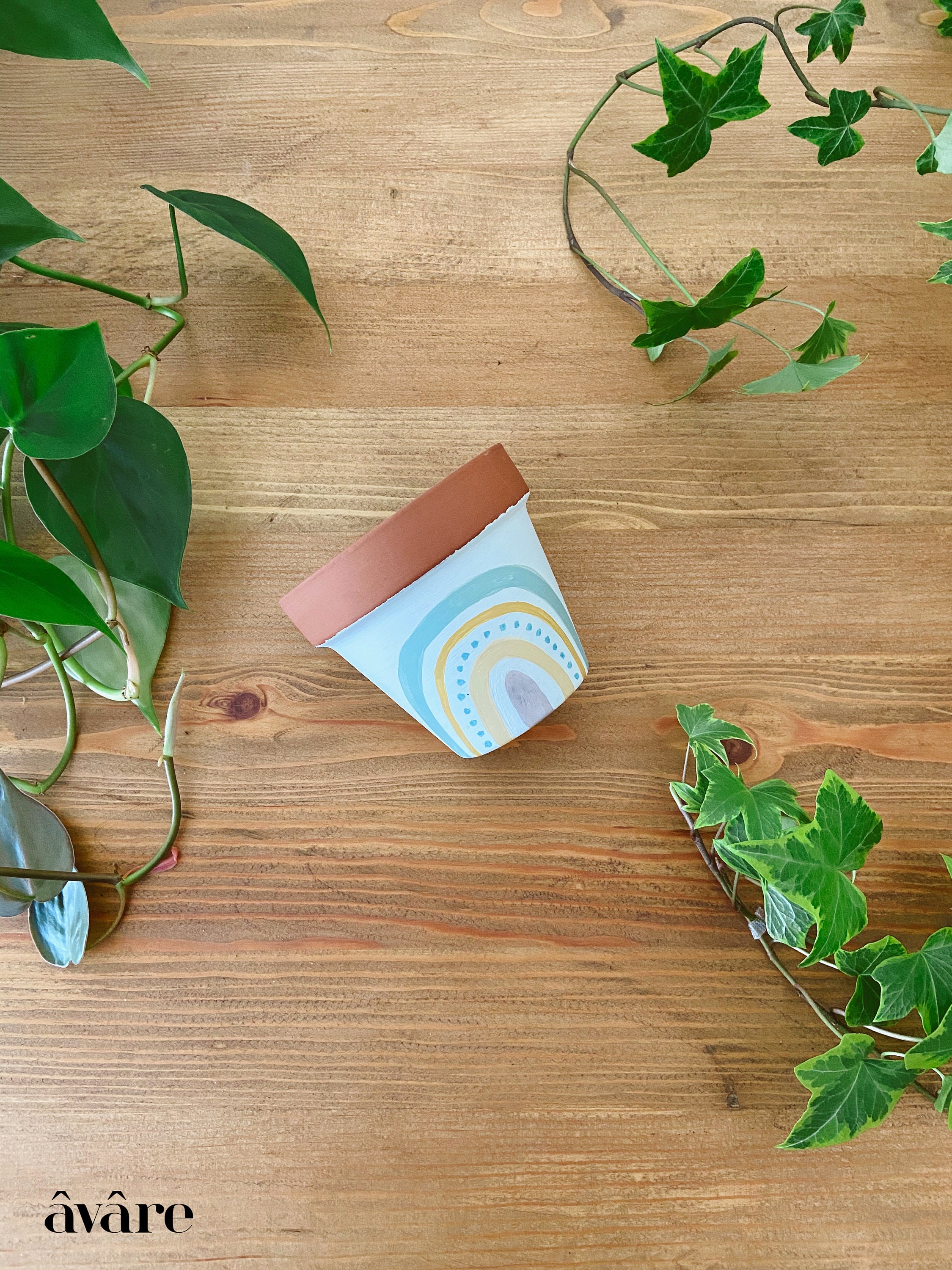 Hand Painted Planter Rainbow Terracotta Pot Clay Pot | Etsy