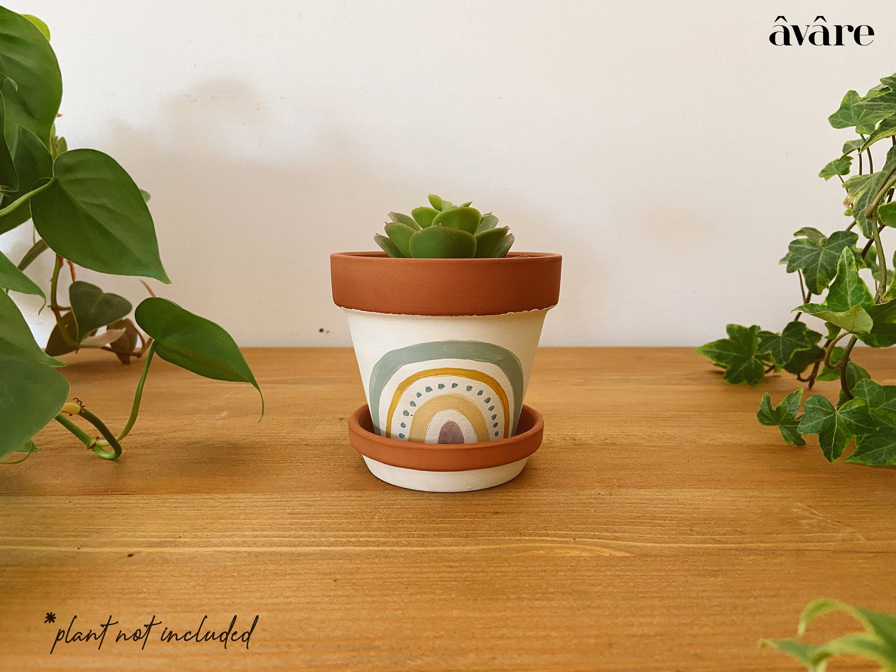 Hand Painted Planter Rainbow Terracotta Pot Clay Pot | Etsy