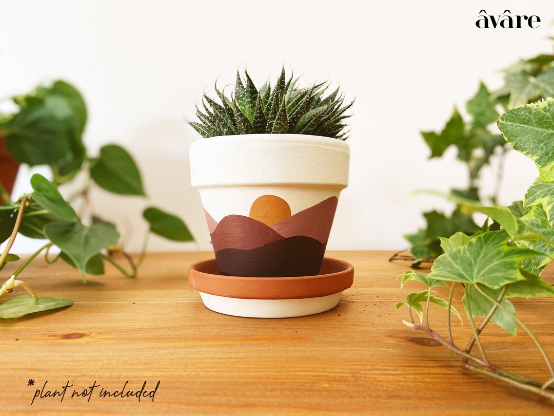 Hand Painted Planter | Sunset Dunes | Terracotta Pot | Clay Pot | Boho ...