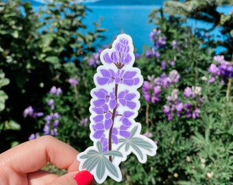 Watercolor Lupine Sticker Lupine Vinyl Sticker, Wildflower Stickers ...