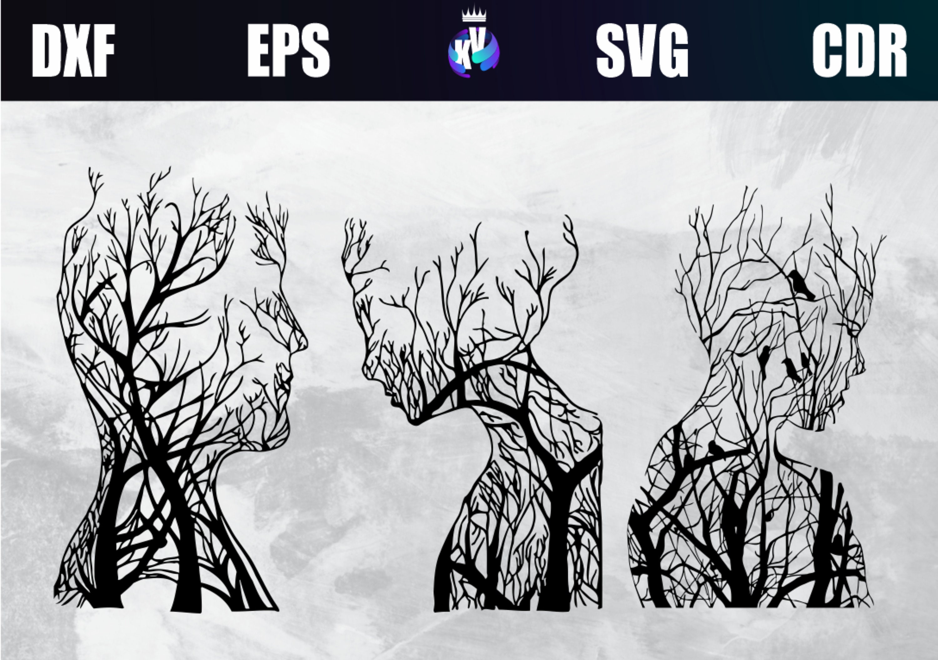 MAN, PERSON, TREE, Vector Files, for Laser Cut, Cnc, Digital Files Cdr ...