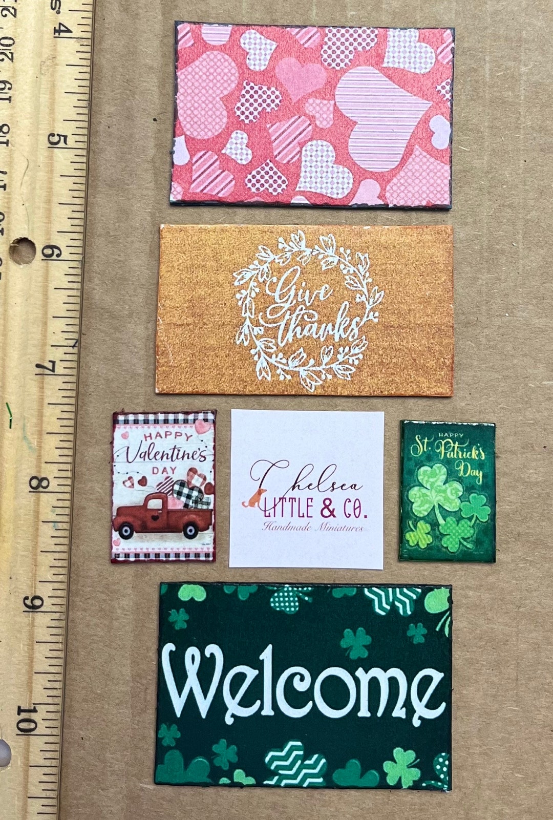 Lot of Miniature Dollshouse Porch Mats and Wall Signs, Scale 1:12 ...