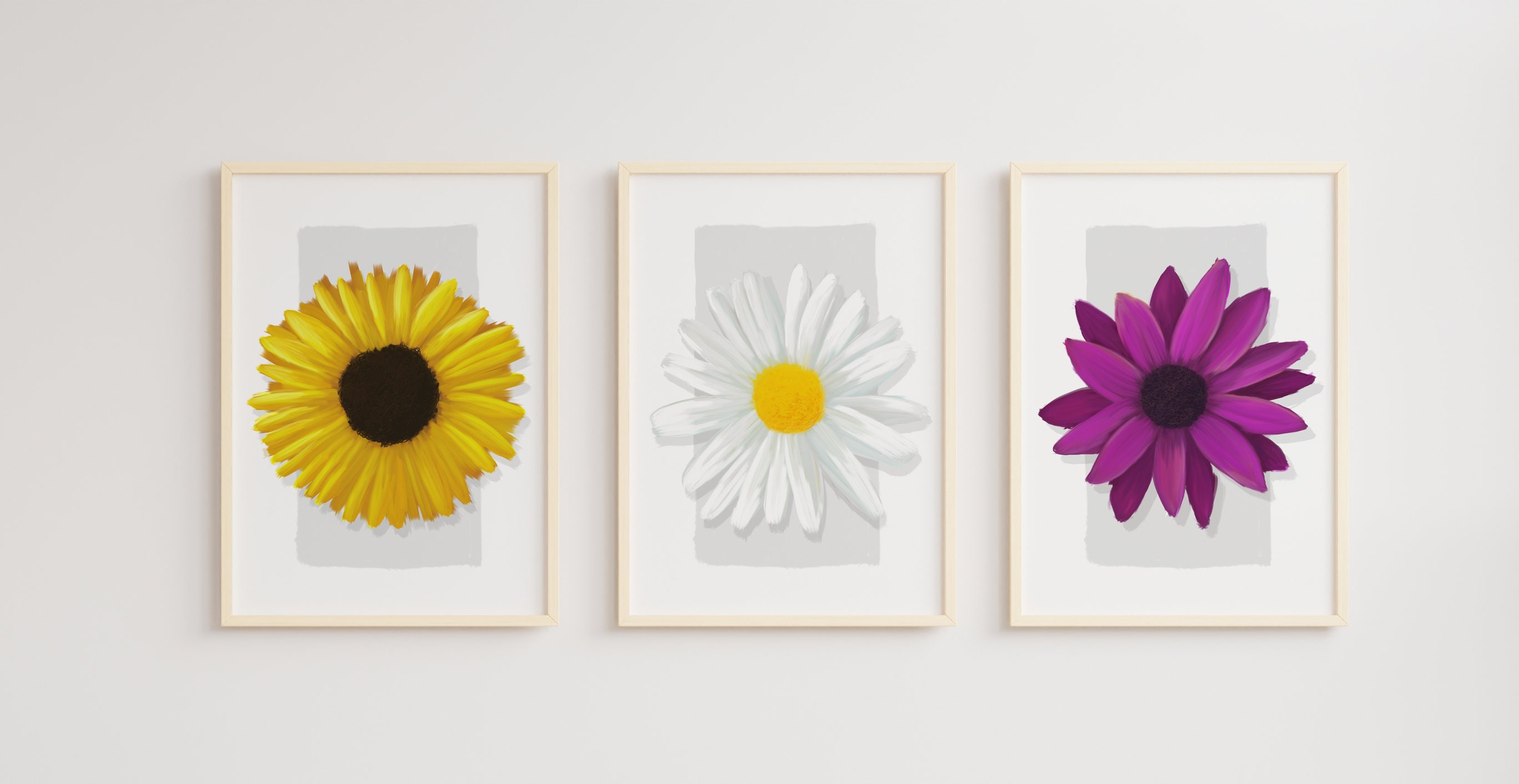 Daisy Poster Set Flower print Botanical Print Wall Art | Etsy