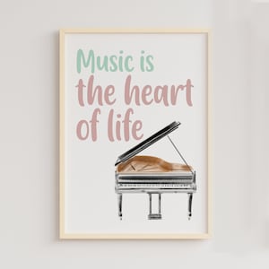 Set of 3 Music Quotes Poster, Music Instruments Print, Music Quote Wall ...