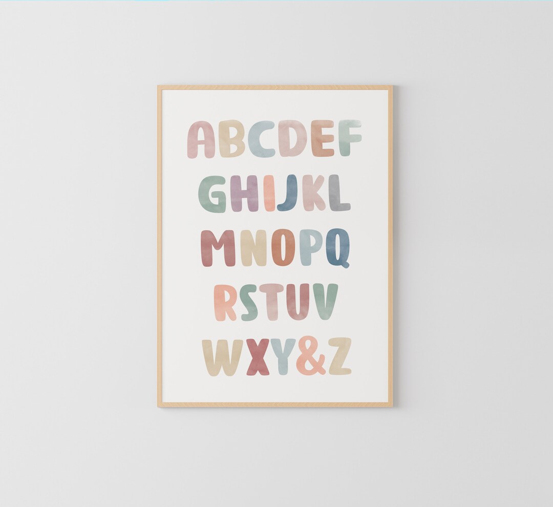 Alphabet Poster, Neutral ABC Print, Printable Educational Wall Art ...