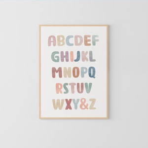 Alphabet Poster, Neutral ABC Print, Printable Educational Wall Art ...