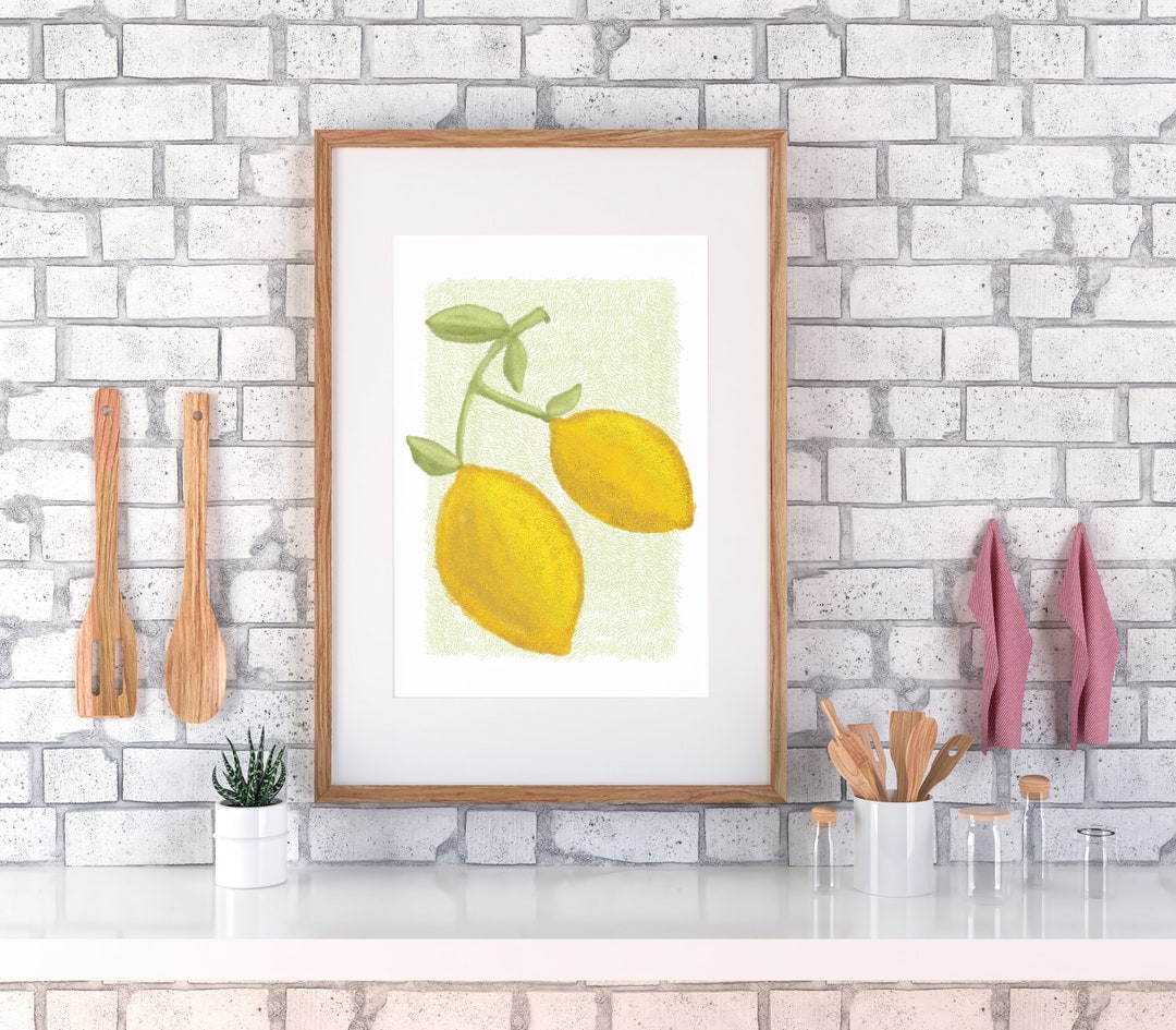 Lemon Print, Lemon Art, Kitchen Art, Kitchen Wall Decor, Lemon Poster ...