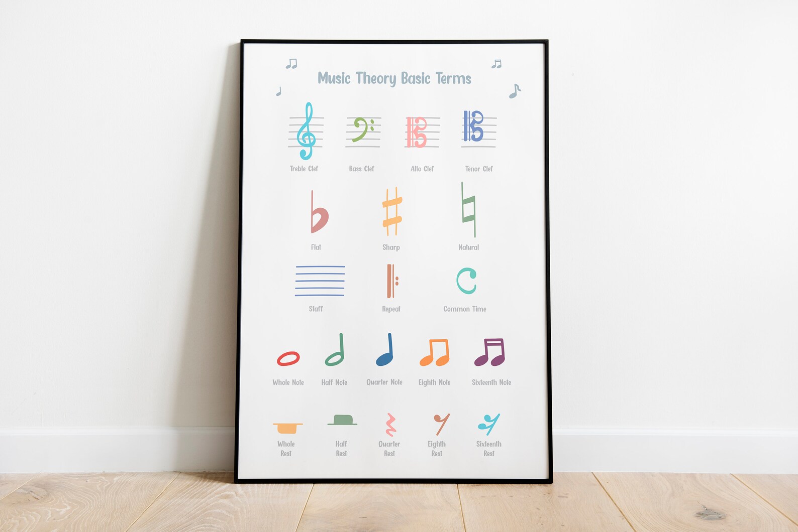 Basic Music Symbols Poster Music Theory Basic Terms Music - Etsy