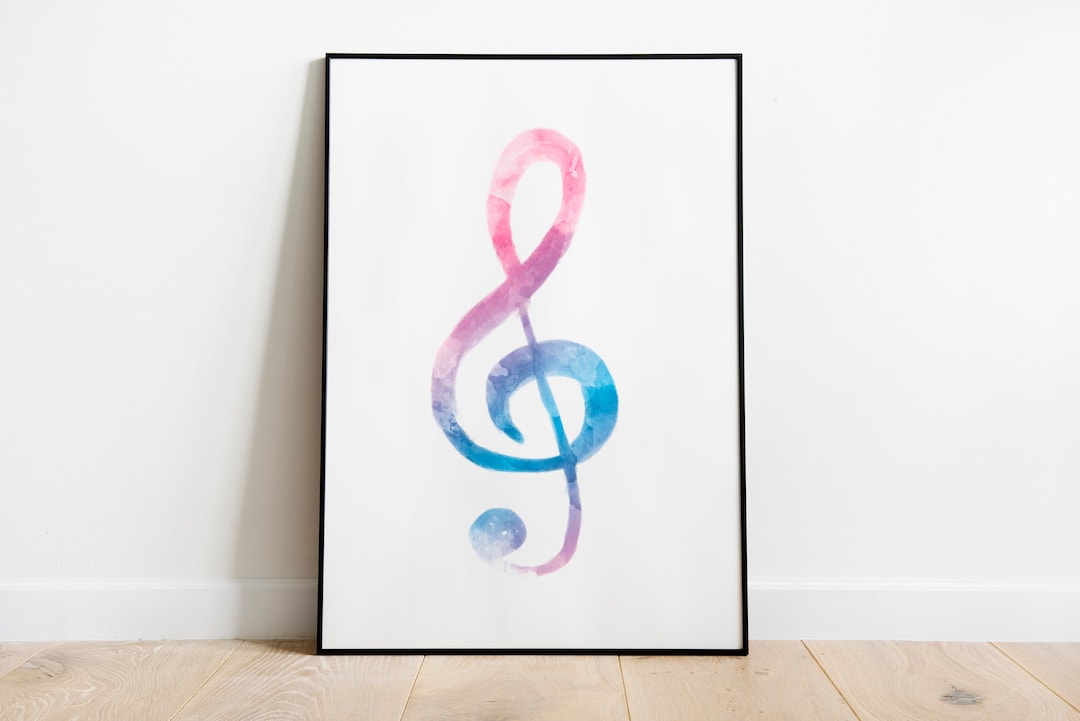 Watercolor Treble Clef Music Poster: Nursery Art Print (digital ...