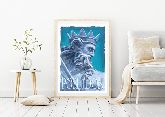 Poseidon Poster Greek Mythology Neptune God God of Sea - Etsy