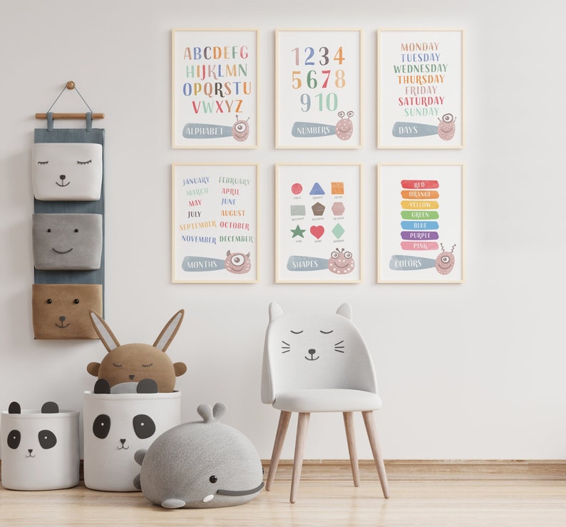 Educational Posters Set of 6 Preschool Posters Alphabet - Etsy