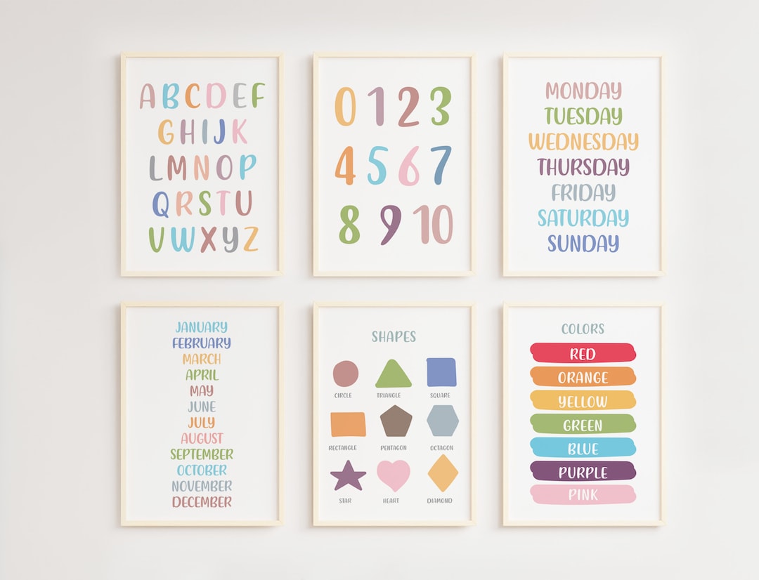 Preschool Educational Posters: Alphabet, Numbers, Shapes (digital ...