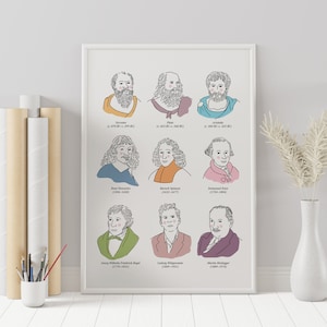 Philosophers Print: Spinoza, Plato, Socrates, Classroom Decor (digital ...